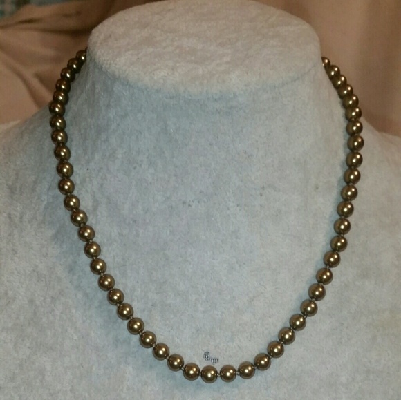 Kissaka | Jewelry | Kissaka Bronze Glass Pearl Necklace | Poshmark